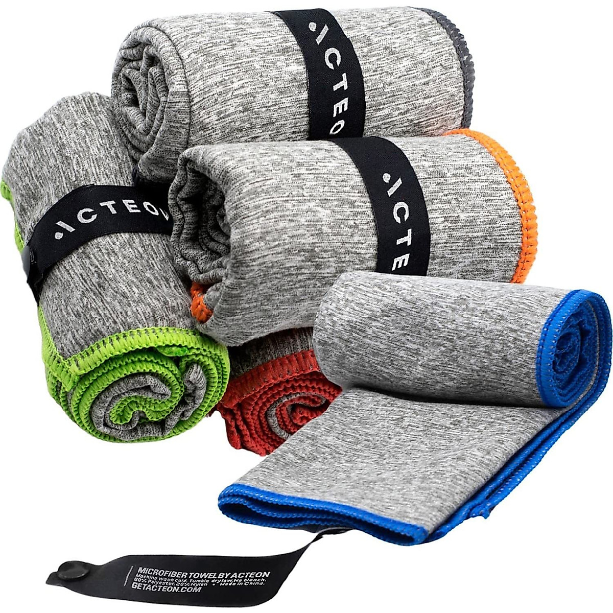 Acteon Microfiber Quick Dry Gym Towel, Silver ION Odor-Free Absorbent Fiber, Fast Drying, Men & Women Workout Gear for Body Sweat, Working Out, Towels