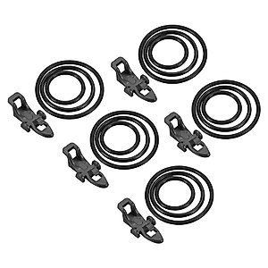 PATIKIL Fishing Hook Keeper, 10 Pack Plastic Fish Lure Bait Holder Accessories with 3 Size Rubber Rings for Fishing Rod Pole, Black