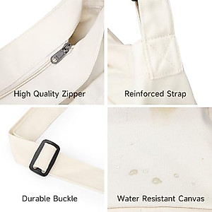 JBB Canvas Messenger Bag Hobo Tote Bag Cute Shoulder Bag Large Crossbody Bags for Women and Men White