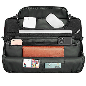 DOMISO 17 Inch Multi-Functional Laptop Sleeve Business Briefcase Waterproof Messenger Shoulder Bag Compatible with 17"-17.3" Notebooks/Dell/Acer/HP/MSI/ASUS, Black