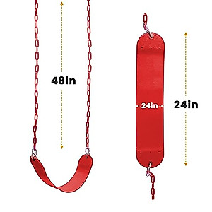 Swing for Outdoor Swing Set - Pack of 1 Swing Seat Replacement Kit with Heavy Duty Chains - Backyard Swingset Playground (red)