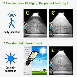 Solar Lights Outdoor Waterproof, Solar Street Light, Solar Powered Street Lights Dusk to Dawning with Motion Sensor Led Floods Light for Parking Lot Drive-Way Garden