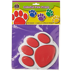 Teacher Created Resources Paw Print Accents, Colorful (4114) - 30 Count
