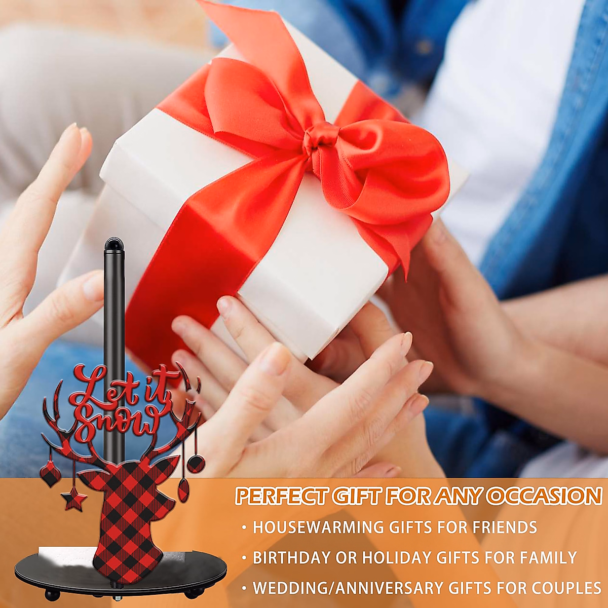 Christmas Paper Towel Holder, Christmas Bathroom Decor, Christmas Kitchen Decor Accessories Paper Towel Holder Stand, Metal Christmas Decorations for Kitchen, Large Towel Stand for Countertop