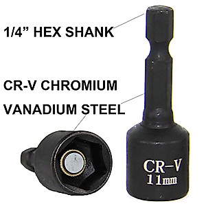 MacWork 14PC Power Magnetic Nut Driver Drill Bit Set Socket Bit Adapter metric&SAE Socket for Wrench Screw 1/4" Driver Hex
