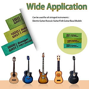 Baroque Fret Erasers 180 & 400 & 1000 Grits, Guitar Fret Polishing Abrasive Rubber Blocks, Set of 3 Grits