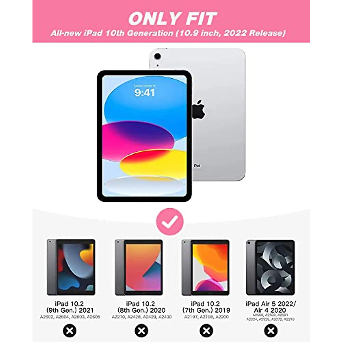 ZryXal New iPad 10th Generation Case 10.9 Inch 2022 with Pencil Holder, Smart iPad Case with Soft TPU Back [Support Auto Wake/Sleep] (Watermelon)