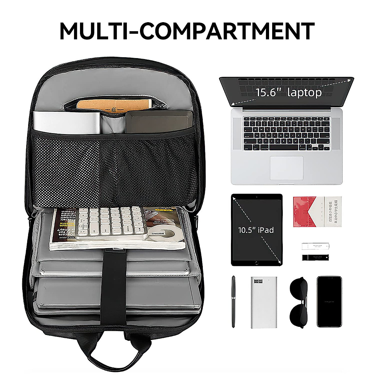 Super Slim Backpack for Men, 15.6 Inch Laptop Backpack with High Tech Back Plate Design, Waterproof Business Backpack, Casual Daypack Ideal for Working, Commuting, Daily