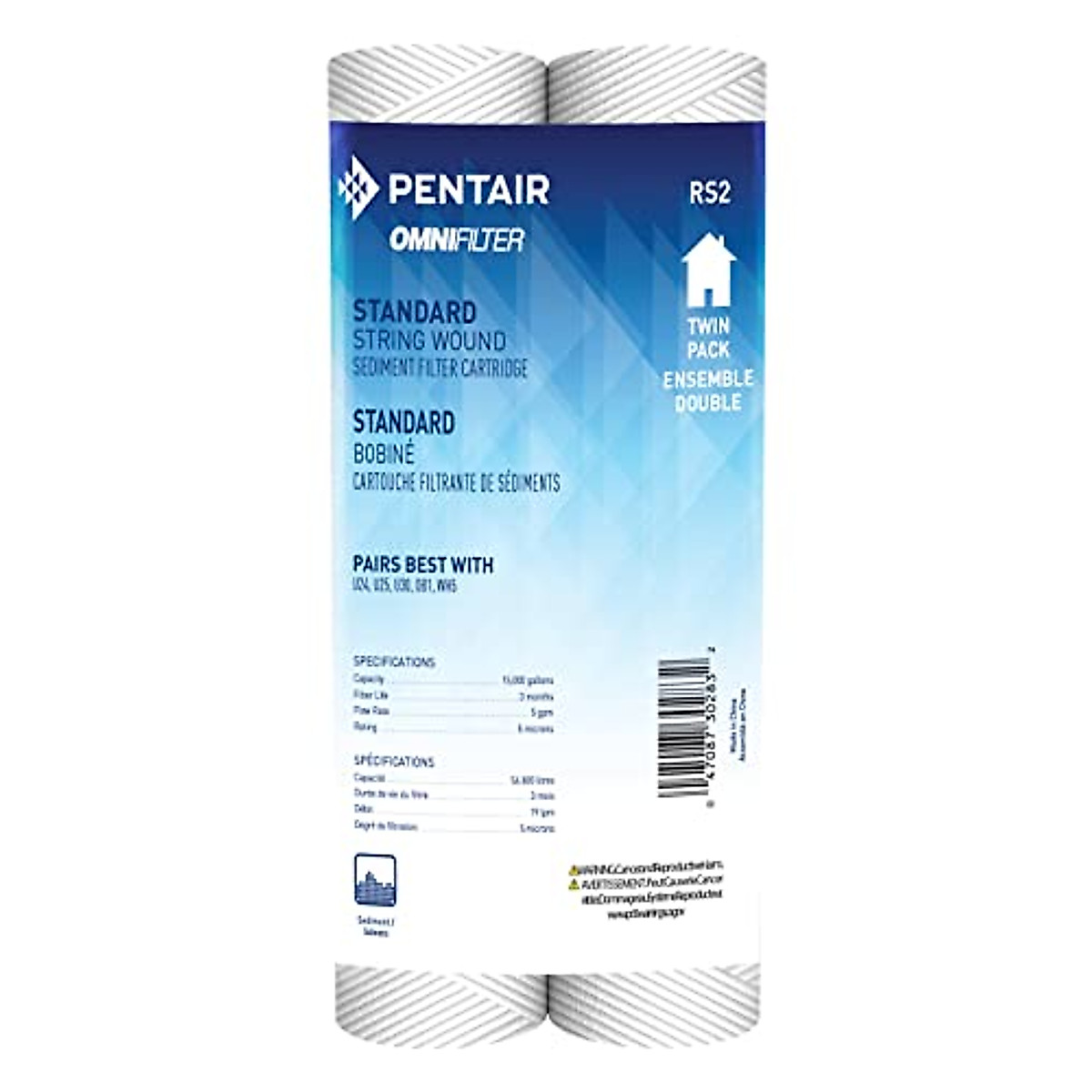 CFS COMPLETE FILTRATION SERVICES EST.2006 Compatible for OmniFilter Model RS2-DS 2 Pack String Wound Filters Whole House Water Filter Cartridges