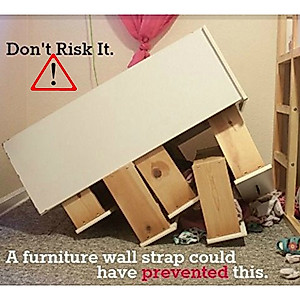 BabyKeeps Anti-Tip Straps - Anchor TV & Furniture to Baby Proof- Heavy Duty Safety Straps with Metal Plates - All Mounting Hardware Included (4 Pack)