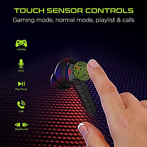 HyperGear CobraStrike True Wireless Gaming Earbuds with Mic, Noise Isolating Ear gels, Touch Control, 60ms Low Latency, USB-C Quick Charge, Up to 25H Playtime