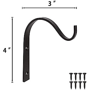 Mkono Plant Hanger Bracket 3 Inch, Iron Wall Hooks Decorative Coat Hook for Hanging Planter, Lanterns, Mason Jar, Bird Feeders, Wind Chimes, Hat, Indoor Outdoor Rustic Home Decor, 4 Pack