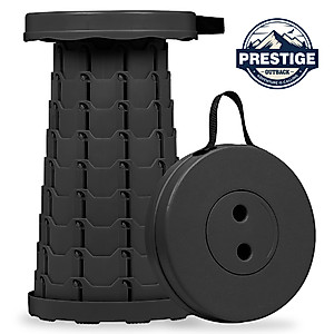 Upgraded Collapsible Stool With 3-in-1 Backpack, Cushion & Beverage Holder- Perfect Lightweight Yet Strong & Sturdy With Load Capacity 400lbs Retractable Stool For Camping, Hiking & Fishing (Black)