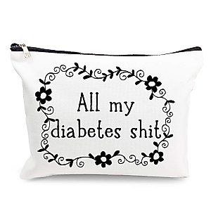 Diabetic Supplies Cosmetic Bag - All My Diabetes - Diabetic Emergency Kit Funny Travel Bags Zipper Pouch Toiletry Make-Up Case for Women Grandma Grandpa Mom Dad Sister Brother Birthday Christmas Gifts
