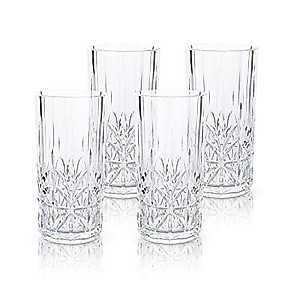 BELLAFORTE Shatterproof Tritan Tall Tumbler, Set of 4, 18oz - Myrtle Beach Drinking Glasses - Unbreakable Plastic Drinking Glasses for Gifting, Parties, New Year - BPA Free - Dishwasher Safe - Clear