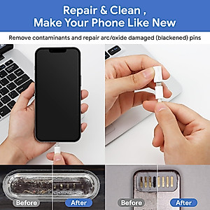 12 in 1 iPhone Cleaning Kit, Airpods Cleaning Kit, iPad/Phone Charging Port Cleaner Repair & Restore Tool,Multi Cleaner Tool Kit for USB C Port/Lightning Cables, Fix Unreliable Charging,White