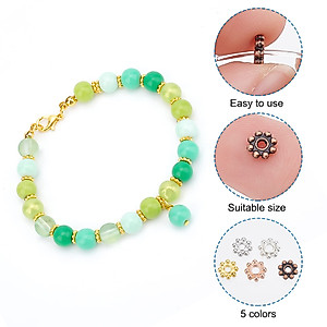 PH PandaHall 500pcs 5mm Flower Spacer Beads 5 Colors Tibetan Alloy Daisy Metal Spacers Mini Snowflake Loose Beads Craft Jeweley Beads for Bracelet Necklace Earring Jewelry Making