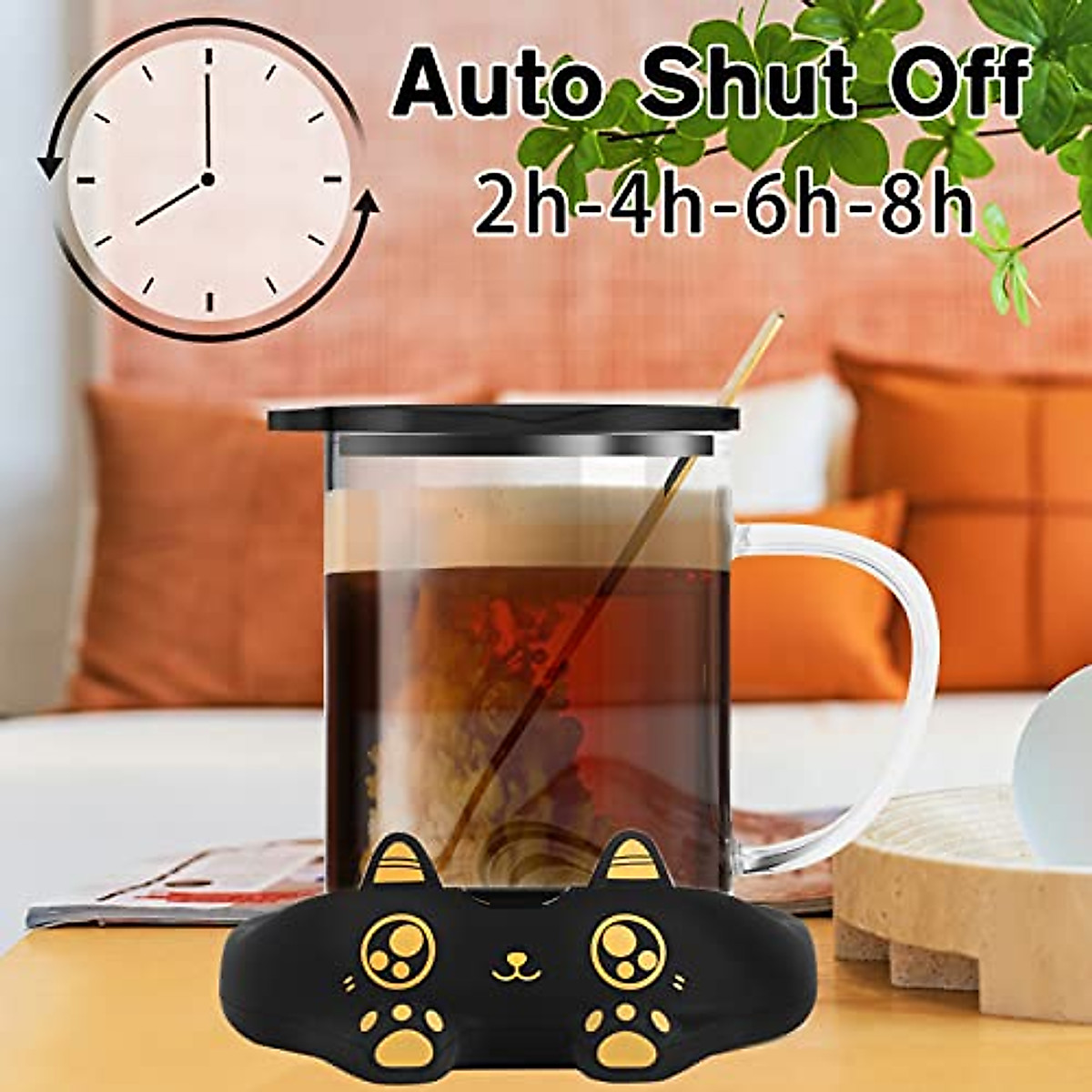 PUSEE Mug Warmer,Coffee Warmer for Desk Coffee Cup Warmer Auto Shut Off,Smart Candle Warmer with 3 Temp Settings,Electric Beverage Warmer Plate for Coffee,Cocoa,Tea,Water and Milk (Not Include Cup)