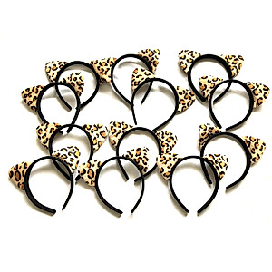 Headband Shiny Hair Hoops Cute Fluffy Hair Accessories for Women Girls Daily Wearing & Party Favor Decoration (12 Cheetah Ear)
