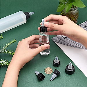 BENECREAT 48PCS 4 Sizes Natural Twist Bottle Cap Black Squeeze Bottle Replacement Caps for Glue Dispensing Bottles, Crafts Repair and Art