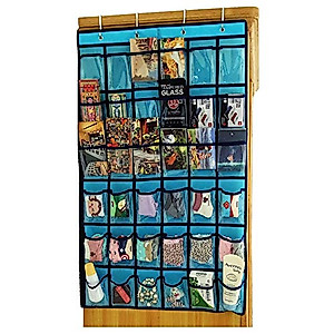NIMES Hanging Closet Underwear Sock Jewelry Storage Over The Door Classroom Cell Phone Calculator Organizer 36 Clear Pockets (Blue)
