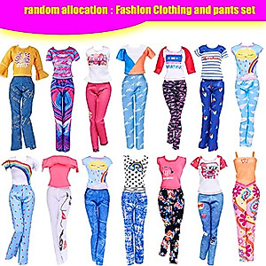 39 PCS Doll Clothes and Accessories Including 3 Wedding Gown Dresses, 5 Mini Dress, 3 Fashion Doll Clothes, 3 Blouses Pants, 1 Dog & 24 Accessories for 11.5 inch Fashion Girl Doll