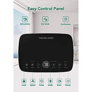 30 Pint Dehumidifiers for Home with Drain Hose, VEAGASO 2,500 Sq.Ft Dehumidifier for Basement, Large Room, Bathroom, Three Operation Modes, Intelligent Humidity Control, Dry Clothes, 24HR Timer