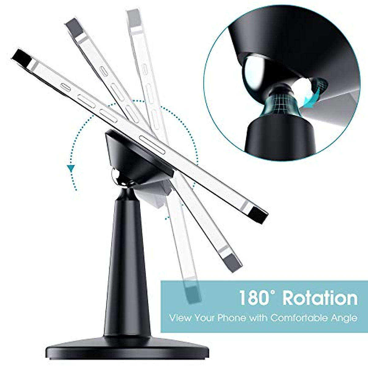 Magnetic Phone Stand for Desk, Kesito Metal Cell Phone Stands and Holders for Facetime, Desktop, Compatible with iPhone 5 6 7 8 X XR XS 11Pro max Plus, Samsung (Black)