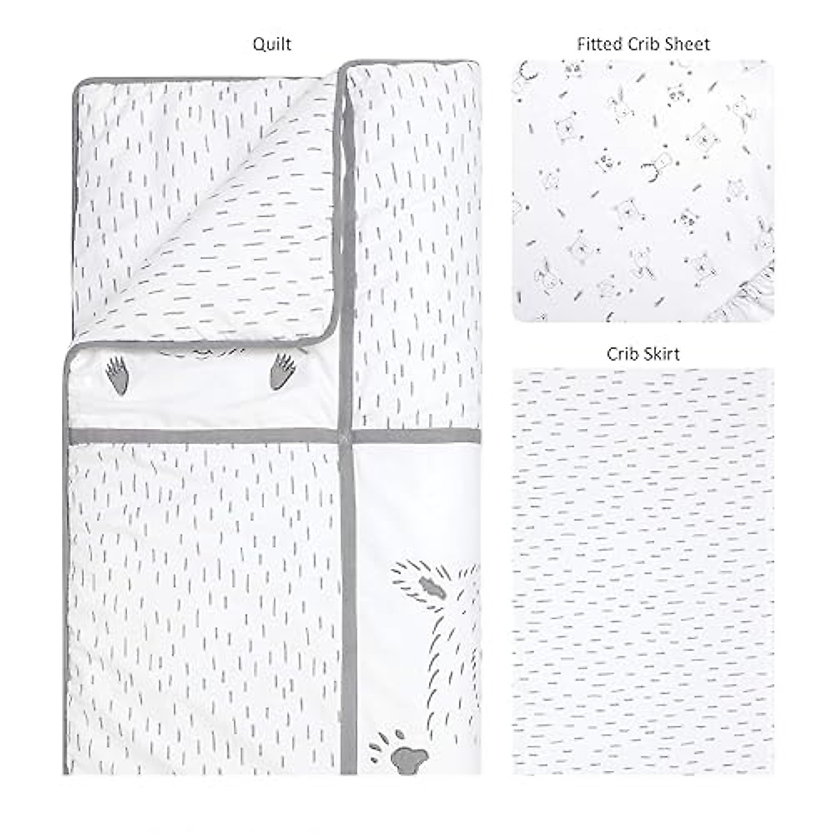 Trend Lab Peek-a-Boo Forest 3 Piece Crib Bedding Set, Gender-Neutral Color Palette, Includes Quilt, Fitted Crib Sheet and Skirt
