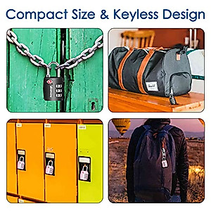 2 Pack TSA Approved Travel Luggage Locks, Combination Lock Alloy Body, Keyless 3-Digit Padlocks, Travel Sentry Accepted Compatible Padlock for Gym Locker, Golf Bag Case, Backpack, Black-by GIVERARE