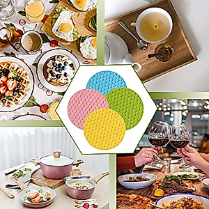 Rubber Jar Opener Gripper Pad, Jar Opener for Weak Hands, Silicone Heat Insulation Pad Round Rubber Grippers for Opening Jars for Elder Kid, People with Arthritic Hands(4PCS)