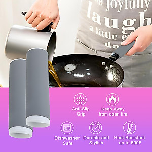 Generic Silicone Pan Handle Sleeve,Cast Iron Handle Cover for Frying Pan,Spatulas,Skillet, Wok, Pot,Ladles and Skimmers etc,Durable and Easy to Install, Dark gray, 43-160