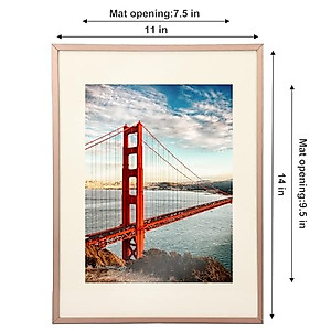 Fixwal 11 x 14 Aluminum Picture Frame, Metal Rose Gold Frame Tempered Glass with Mat for Wall Display, Wedding Table Numbers (Rose Gold, 1-Pack)