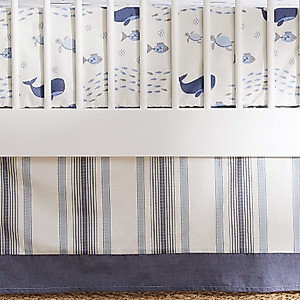 Levtex Baby - Boho Bay Crib Bed Set - Baby Nursery Set - Navy, Blue, Grey and White - Under The Sea - 5 Piece Set Includes Quilt, Two Fitted Sheets, Wall Decal & Skirt/Dust Ruffle