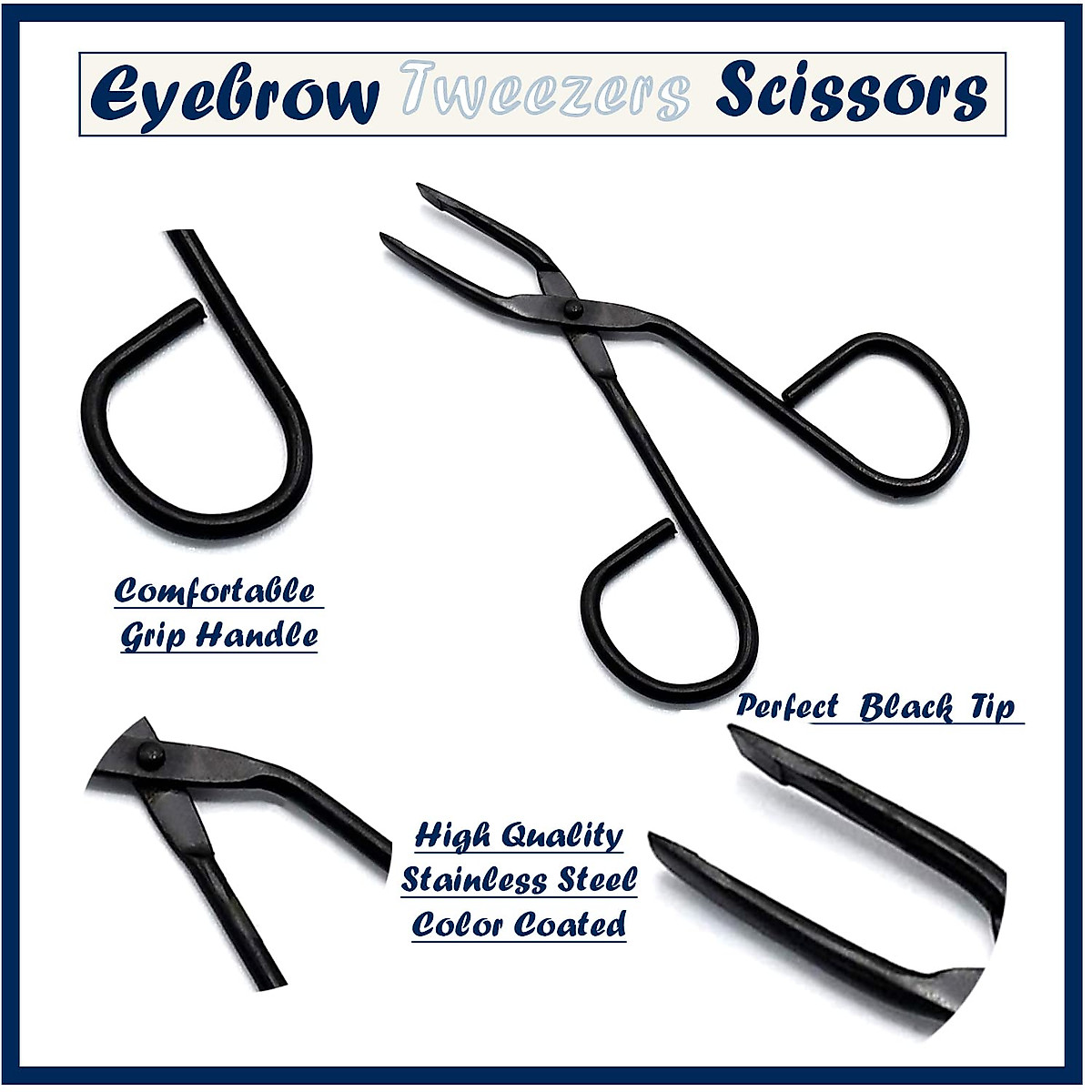 DDP Pro Scissor-like Tweezer Slant 'Eyebrow Black Color