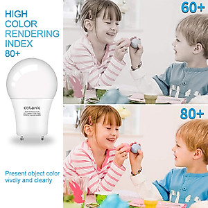 Cotanic GU24 Light Bulb 4000K Daylight A19 LED Bulb for Ceiling Fan, 2 Prong Light Bulbs with GU24 Twist-in Lock Base 9W 60W CFL Replacement,900LM,Non-dimmable,4 Pack