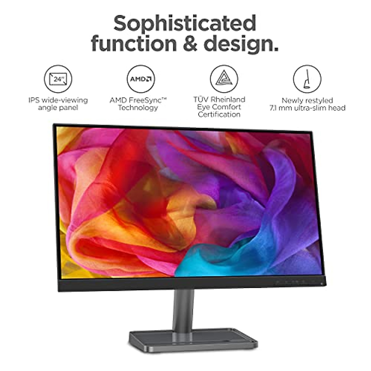 Lenovo L24i-30-2022 - Everyday Monitor - 23.8 Inch FHD - 75 Hz - AMD Freesync & 510 Wireless Keyboard & Mouse Combo, 2.4 GHz Nano USB Receiver, Full Size, Island Key Design