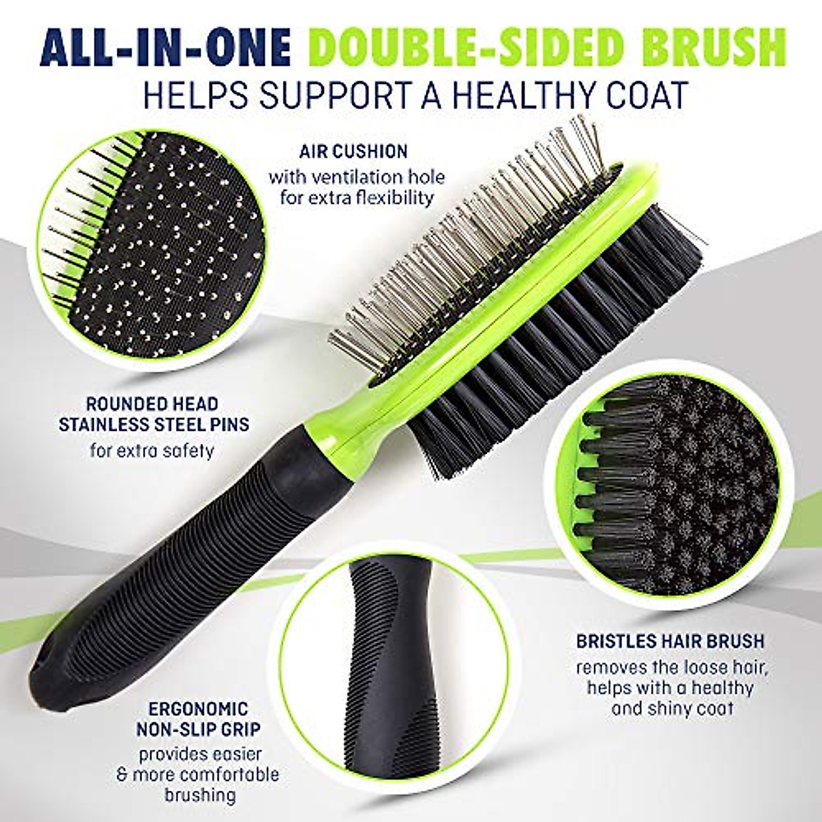 Rexipets Dog & Cat Brush & Comb Pet Grooming Set - Double Side (Small) - Ultimate Deshedding Tool - Lice And Flea Removing - Perfect Groomer's Tools - Strong Grip And Soft Bristles