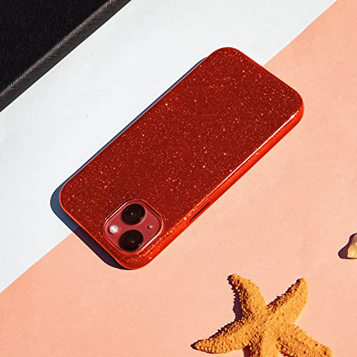 MATEPROX Compatible with iPhone 13 case,Bling Sparkle Cute Girls Women Protective Cases Cover for iPhone 13 6.1" 2021(Red)