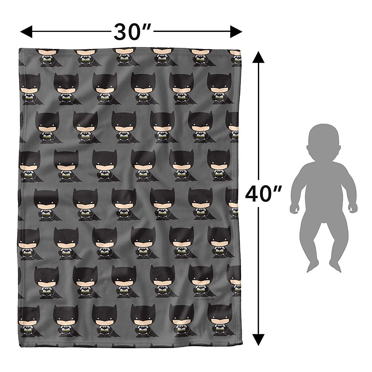 LOGOVISION Batman Lightweight Baby Blanket, 30"X40", Cute Chibi Character Pattern Unisex for Infants Girls & Boys
