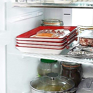 Food Preservation Trays- Stackable, Reusable Food Tray with Plastic Lid, Durable，Superior for Keeping Food Fresh,Dishwasher & Freezer Safe-6 Count