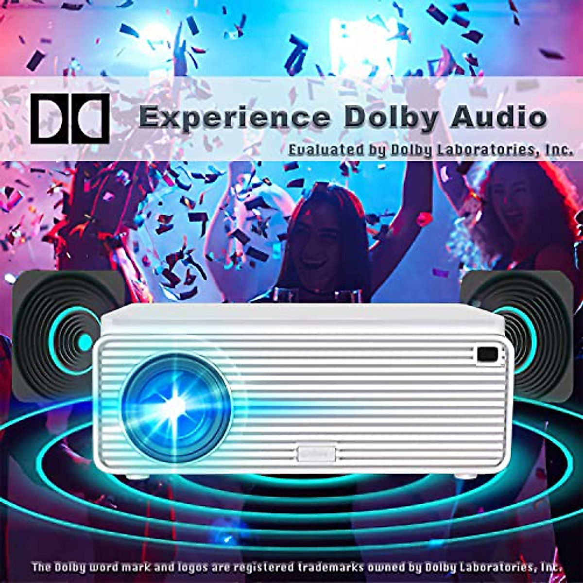 Native 1080P WiFi Projector, ERISAN 5G Wi-Fi Full HD Video Projector, Support iOS/Android Mac Sync Screen, 300" Display for Home Business, Compatible w/HDMI, VGA, USB, PC, DVD, White, S50W