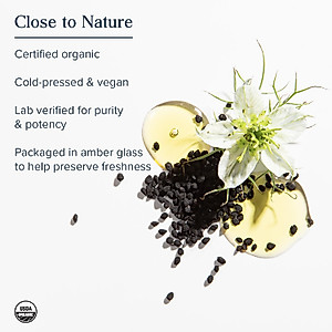 HERITAGE STORE Black Seed Oil, Organic, Cold Pressed, Nigella Sativa Supplement with Thymoquinone, Omega 3 6 9, Antioxidant, Immune and Joint Support, Vegan, 16oz