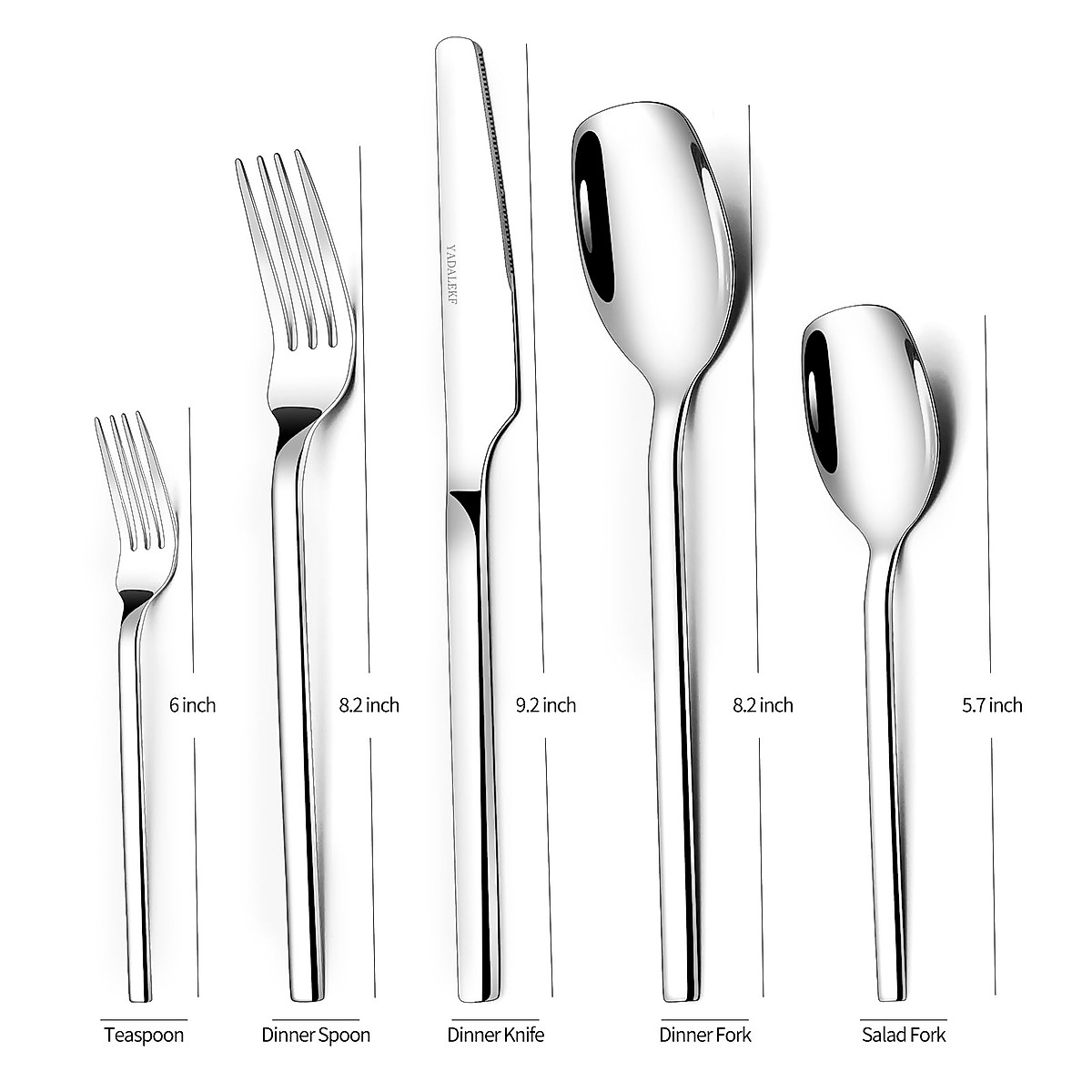40 Piece Silverware Set, Stainless Steel Flatware Cutlery Set for 8, Mirror Polished Square Tableware Eating Utensils Set for Kitchen, Include Knife Fork Spoon Set,Dishwasher Safe