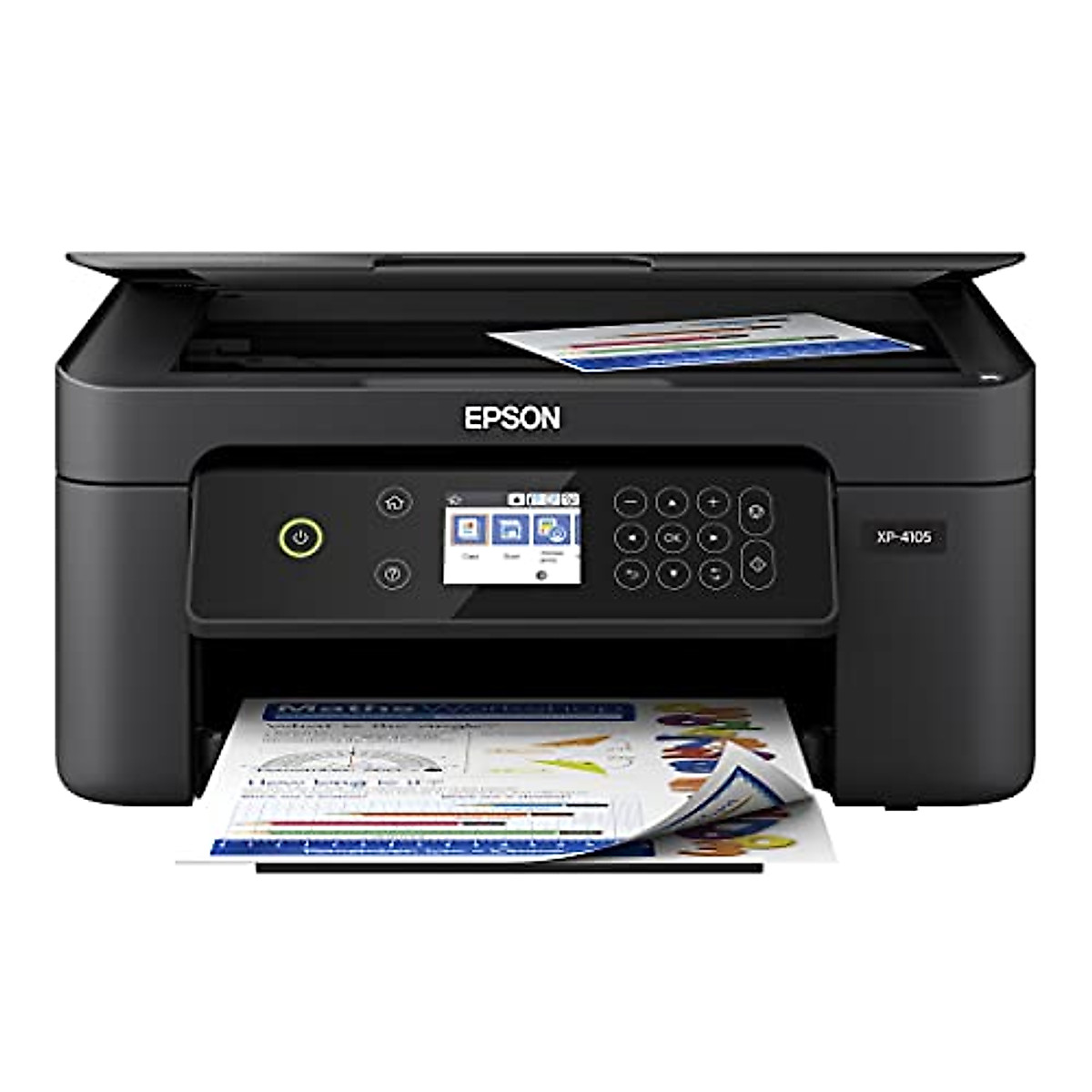 Epson Expression Home XP-4105 All-in-One Wireless Color Inkjet Printer, Black - Print Copy Scan - 2.4" Color LCD, 10.0 ppm, 5760 x 1440 dpi, Auto 2-Sided Printing, Voice Activated