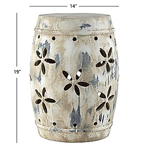 Safavieh ACS4589A Ilia Cement Decorative Garden Stool, Antiqued Cream
