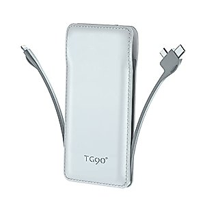 TG90° Portable Charger with Built in Cable, 10000mah Power Bank Portable Charger Type C USB C Cell Phone Thin Slim Lightweight Travel Tiny 5V Backup Battery Pack for iPhone Samsung Android iPad