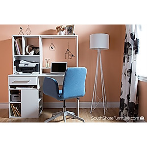 South Shore Narrow Home Office Computer Desk with Hutch, Pure White