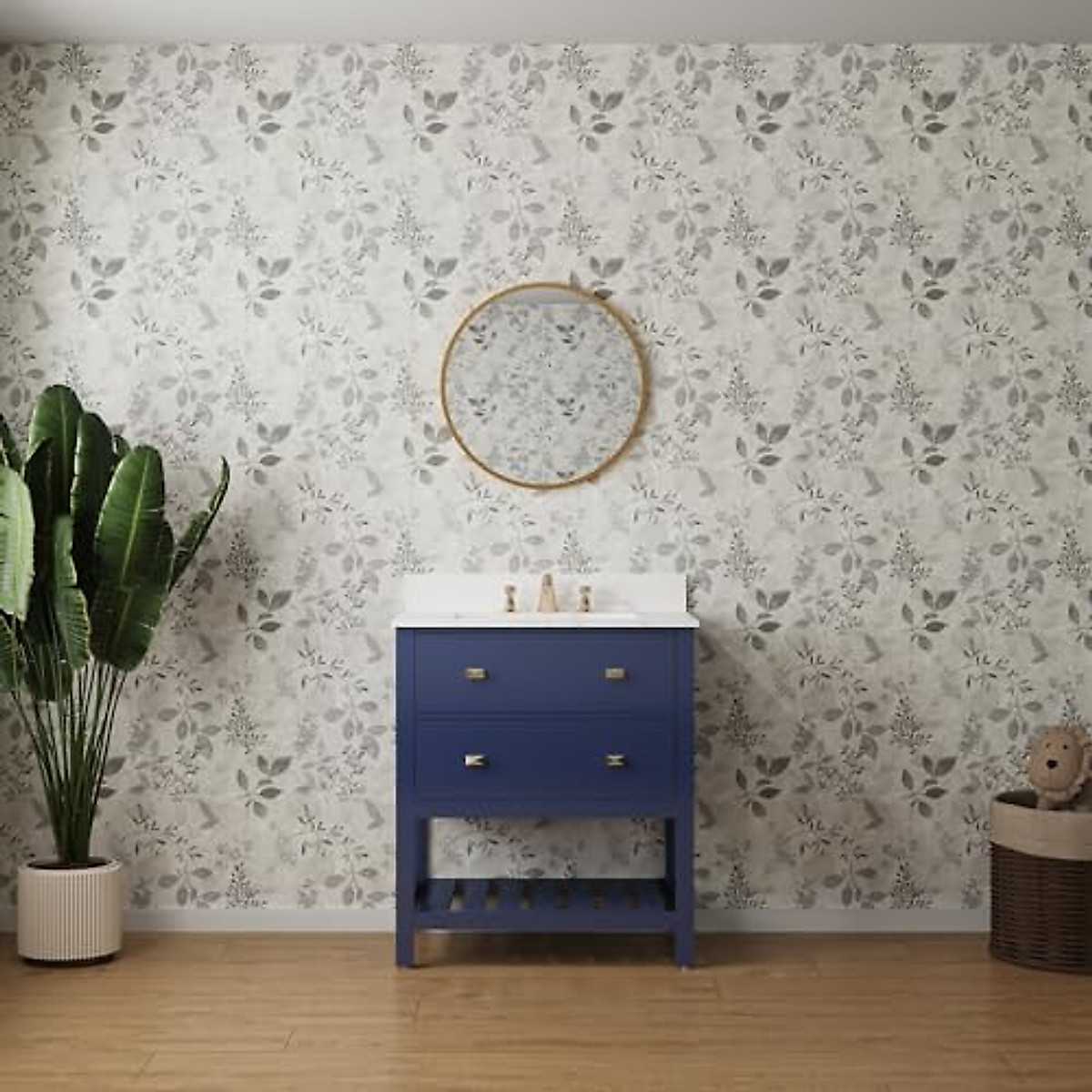 PULLAFUN Vanity Sink Combo Featuring a Marble Countertop, Bathroom Sink Cabinet and Home Decor Bathroom Vanities, Blue, 30 inch Vanity with Sink