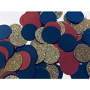 Designs by DH Confetti 100 Pieces Paper Circles Gold Navy Blue Burgundy Wine Birthday Bridal Shower Wedding Party Decor